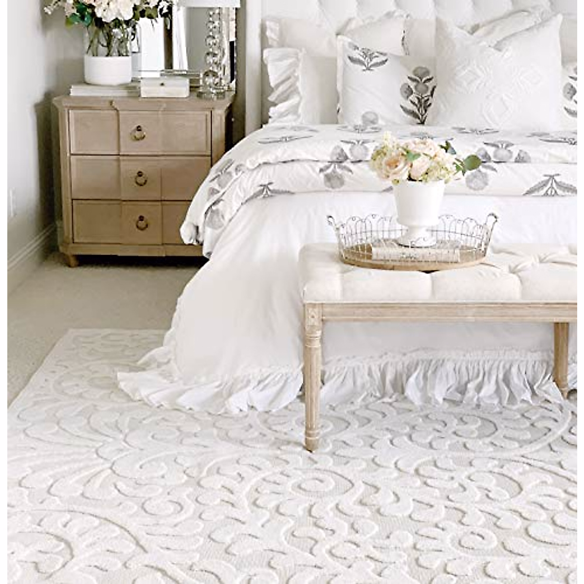 My Texas House by Orian Indoor/Outdoor Bluebonnets Area Rug, 7'9" x 10'10", Natural