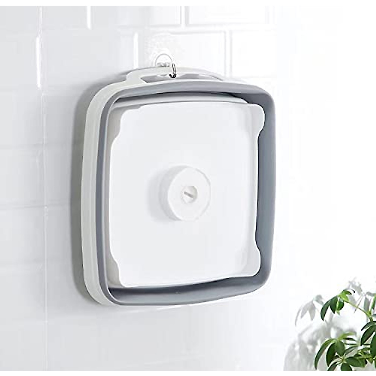 Dish Basin Collapsible with Drain Plug Carry Handles, Foldable Sink Tub, Dish Wash Basin, Portable Dish Tub, Collapsible Dishpan for Camping Dish Washing Tub and RV Sink (9.3L Capacity) (Grey)