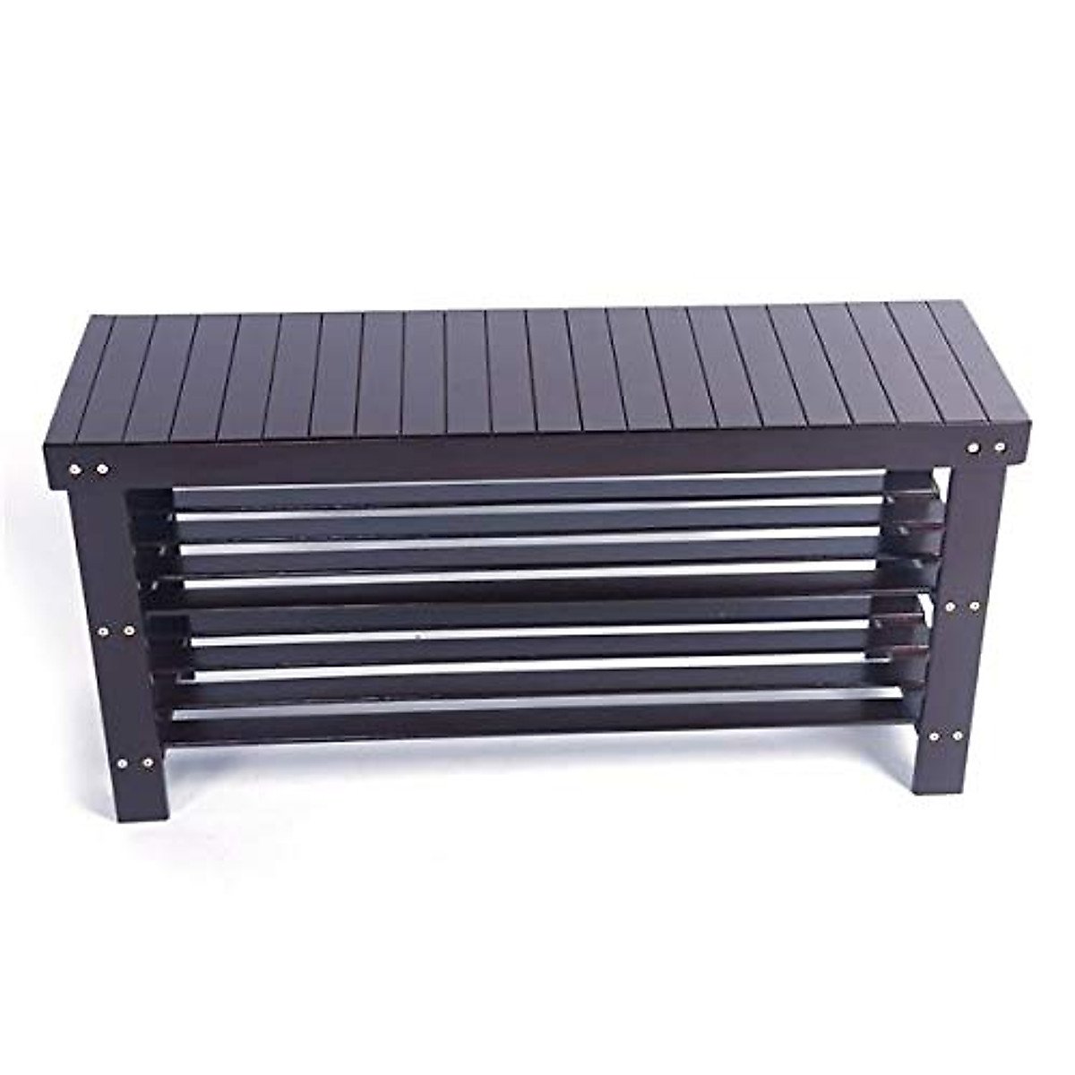3-Tier Shoe Rack Bench, Shoe Organizer with Seat, Bamboo Table with Shoe Storage, Entryway Shoes Storage Shelf Organizer for Front Door Bathroom Hallway Bedroom Living Room