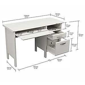 Inval 2-Drawer 1-Shelf Computer Desk with Keyboard Tray, Washed Oak
