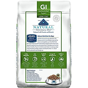 Blue Buffalo Natural Veterinary Diet GI Gastrointestinal Support Low Fat Dry Dog Food, Whitefish 22-lb bag