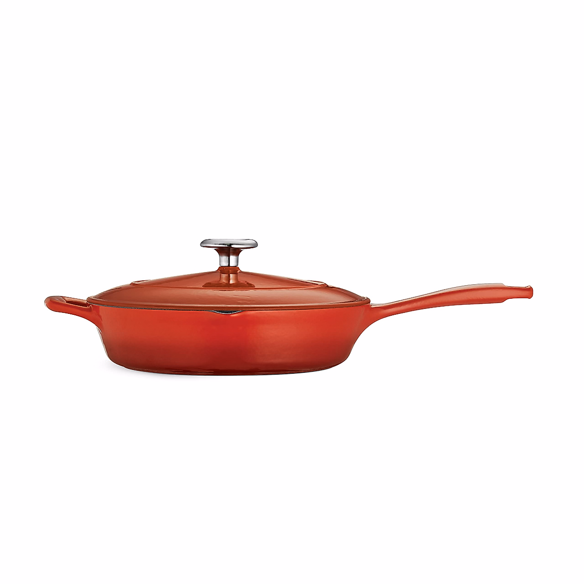 Tramontina Covered Skillet Enameled Cast Iron 10-Inch, Gradated Red, 80131/057DS