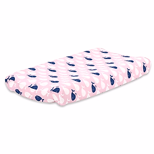 The Peanutshell Pink Whale Changing Pad Cover