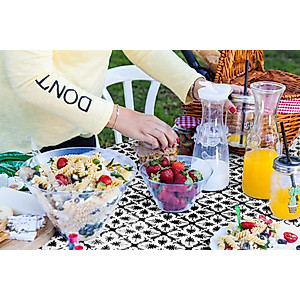 TopTableCloth 5 Foot 60 x 30 inch Black Patterned Tablecloth Elastic Corner Fitted Rectangular Folding Vinyl Table Cover Cloth Xmas Plastic Waterproof Picnic Party Home for Indoor and Outdoor Use