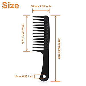 YEEPSYS Wide Tooth Comb for Curly Hair,Long Hair,Wet Hair,Detangling Comb, Hair Comb (Black)