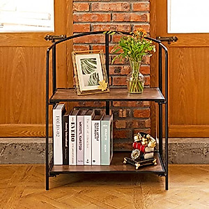 Crofy No Assembly Folding Bookshelf, 2 Tier Black Bookshelf, Metal Book Shelf for Storage, Folding Bookcase for Office Organization and Storage, 12.6 D x 22.44 W x 28.74 H Inches