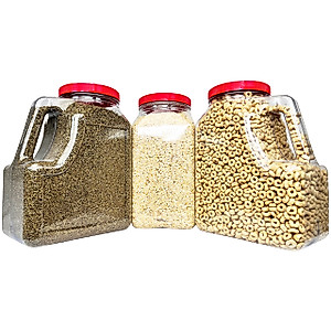 Dubble O 4-Pack Clear Wide Mouth Plastic Jar for Dry Goods/Spice Jar with Handle and Lid - 160 oz. / 1.25 Gallon - Food and Household Supplies Storage Container/Organizer