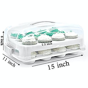 Top Shelf Elements Cupcake Carrier, Fashionable White Cupcake Holder Carries 24 Standard-Size Cupcakes, Durable Muffin Traveler Two Tier Stand and Reusable Cupcake Box