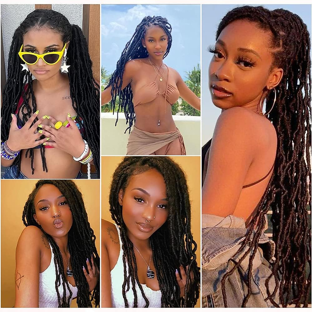 Faux Locs Crochet Hair 18 Inch Soft Locs 6 Packs Crochet Hair Pre-looped Soft Goddess Locs Curly Wavy Crochet Braids Hair For Women Synthetic Crochet Hair Extension(18 Inch, 1B#)