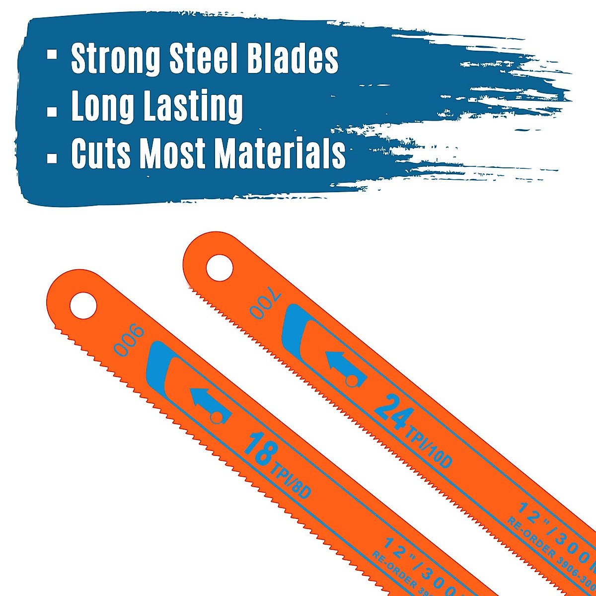 20 Pieces Hacksaw Replacement Blades Metal Cutting Hacksaw Blades with 18 Teeth and 24 Teeth Per Inch (Orange Background with Bi-metal Letter)