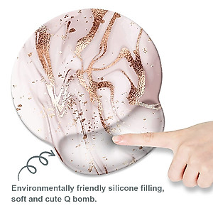 Goodsprout Rose Gold Marble Mouse Pad with Wrist Rest Support,Cute Custom Gaming Made Non Slip Rubber Base Mousepad, Ergonomic Mouse Wrist Rest Pad Computer Laptop (Rose Gold Marble), 250mmx230mmx5mm