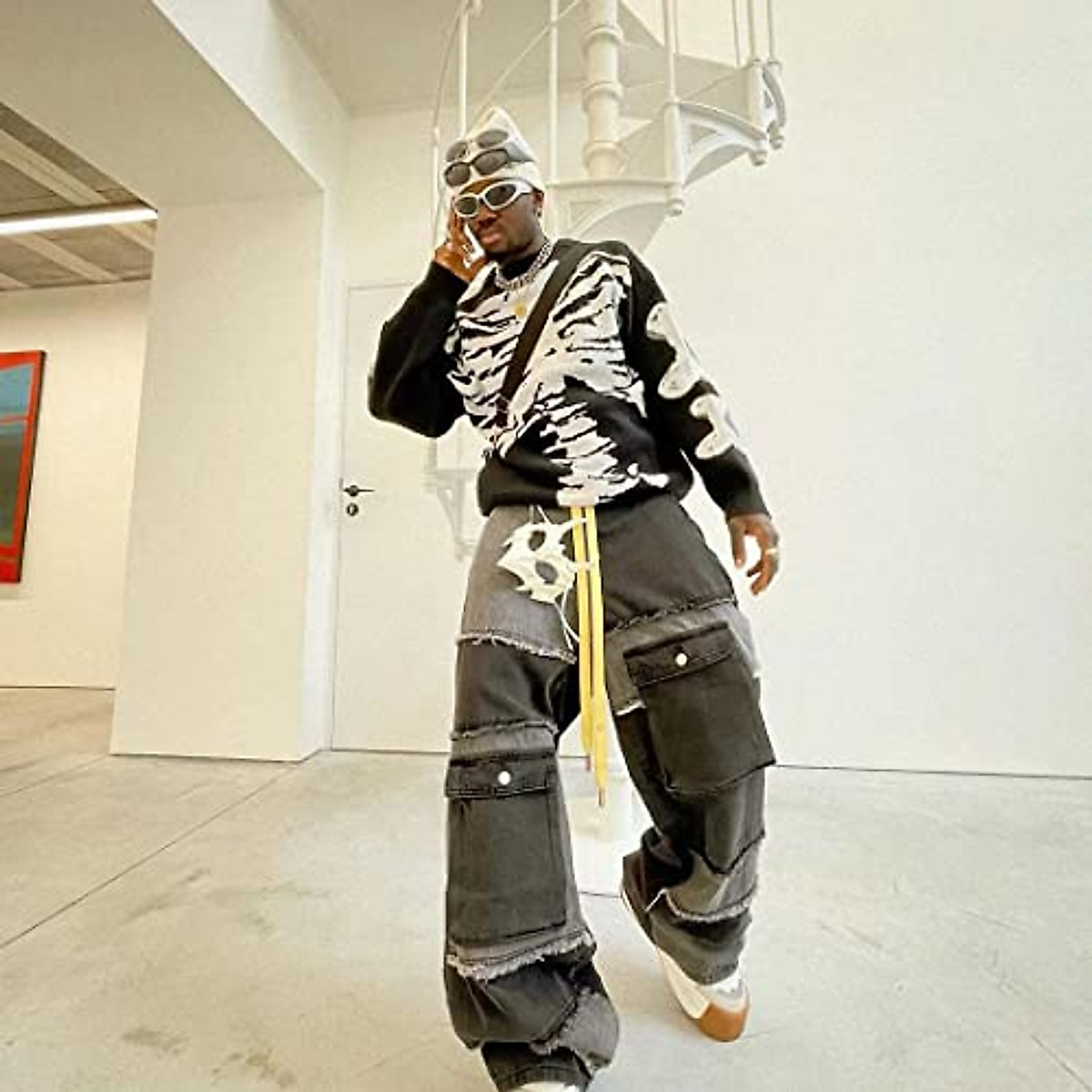 Aelfric Eden Skeleton Sweater Crew Neck Vintage Oversized Long Sleeve Y2k Pullover Skull Halloween Sweater