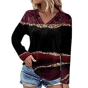 JJHAEVDY Oversized Shirts Sweatshirts for Women Plus Size Tunic Graphic Camo Outfit Button Up Sweatshirt Oversized Sweatshirt for Women Sweatshirts(1-Wine,XX-Large)