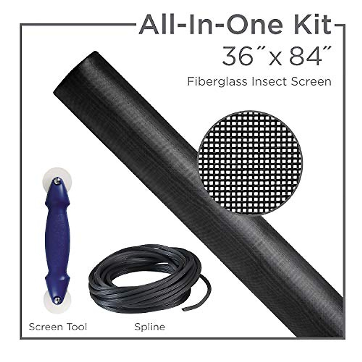 Saint-Gobain ADFORS FCS9831-M Standard Screen Repair Kit for Window & Door, 36" x 84", Charcoal, 21 Sq Ft ( Packaging May Vary )