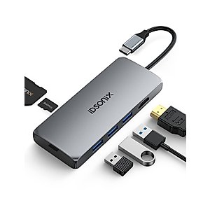 USB C Hub Multiport Adapter, Docking Station 6 in 1 USB-C Hub Adapter [4K HDMI-Compatible Output Port / 3 USB-A Ports/TF/SD Slots] Compatible with MacBook/ChromeBook/Surface Go/USB C Device