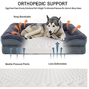 Bnonya Dog Bed, Dog Bed for Medium, Large Dogs, Bolster Pet Bed Couch with Removable Washable Cover, Egg Foam and Nonskid Bottom