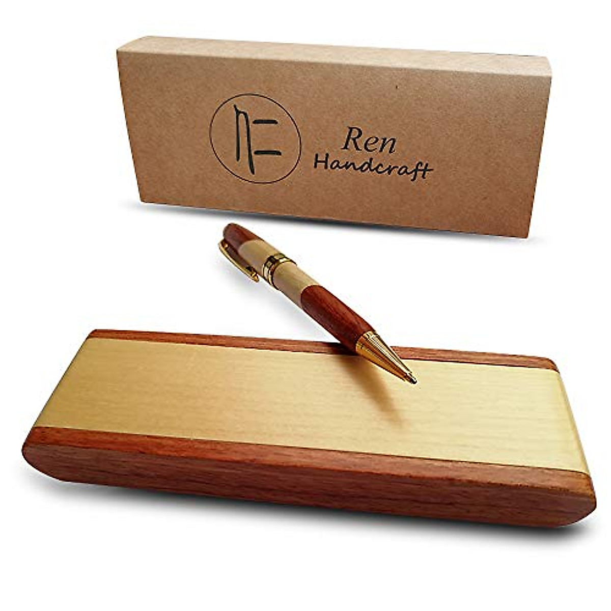 Luxury Wooden Ballpoint Pen Gift Set with Business Pen Case Display, Nice Writing Pen with Box and Gel Ink Refills