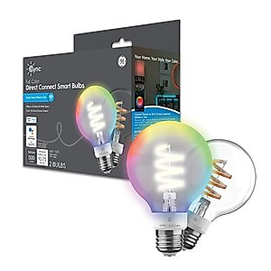 GE CYNC Smart LED Light Bulbs, G25 Globe Bulb, Room Décor Aesthetic, Color Changing Light Bulbs, 60W Equivalent, Works with Amazon Alexa and Google Home (2 Pack)