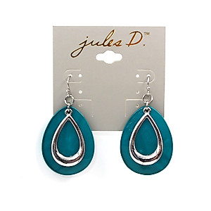 Jules D. Natural Shell Tear Drop Earrings Trendy Fashion Dangling Earring for Women (Teal)