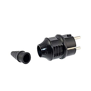 (2 Pack) Tekit Schuko France Germany EU ø4.8mm Pin DIY Rewireable Power Plug 250V 16A,Quality European Rewireable Two Round Plug CCE 7/7 Standard Plug(Coated Black)