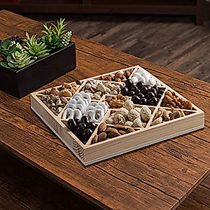 Hammont Square Sectional Wooden Trays - 2 Pack - 10”x10”x1.13” - Eco Friendly Decorative Wooden Tray for Dry Fruits & Candies | Organic Wooden Tray for Gift & Home Décor