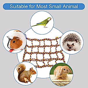 Toysructin Hamster Climbing Net,2 PCS Ferret Cotton Rope Net Sets, Small Animal Activity Toy Hanging Hammock Cage Accessories for Hamster Ferret Rat Guinea Pig Chinchilla Cockatiel Parakeet Play