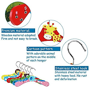 NUOLUX Wooden Hanger for Kids 10Pcs Coat Hangers Random Pattern
