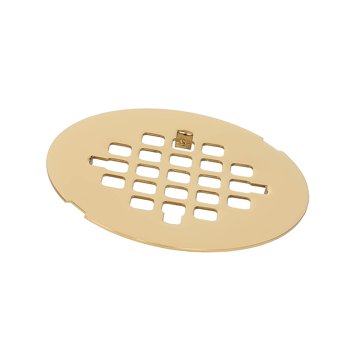 LXLOTUS 4 ¼” Polished Gold Snap-in Shower Drain Cover - Polished Brass Replacement - 4.25" OD Shower Drain Strainer - Easy Install - Premium Round Shower Drain Cover - Solid Brass Construction