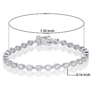 SHKA Tennis Bracelets for Women, Sterling Silver Diamond Bracelets for Women 925 Prime Jewelry, Rose Gold Dainty Bracelet for Women Trendy 6.75-7.25 Inch (Platinum 7.25 inch)