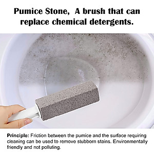 2 Pack Pumice Stone Toilet Bowl Clean Brush with Handle, Remove Toilet Bowl Hard Water Rings, Calcium Buildup and Rust Suitable for Cleaning Toilet, Bathroom, Kitchen Sink, Grill（Gray
