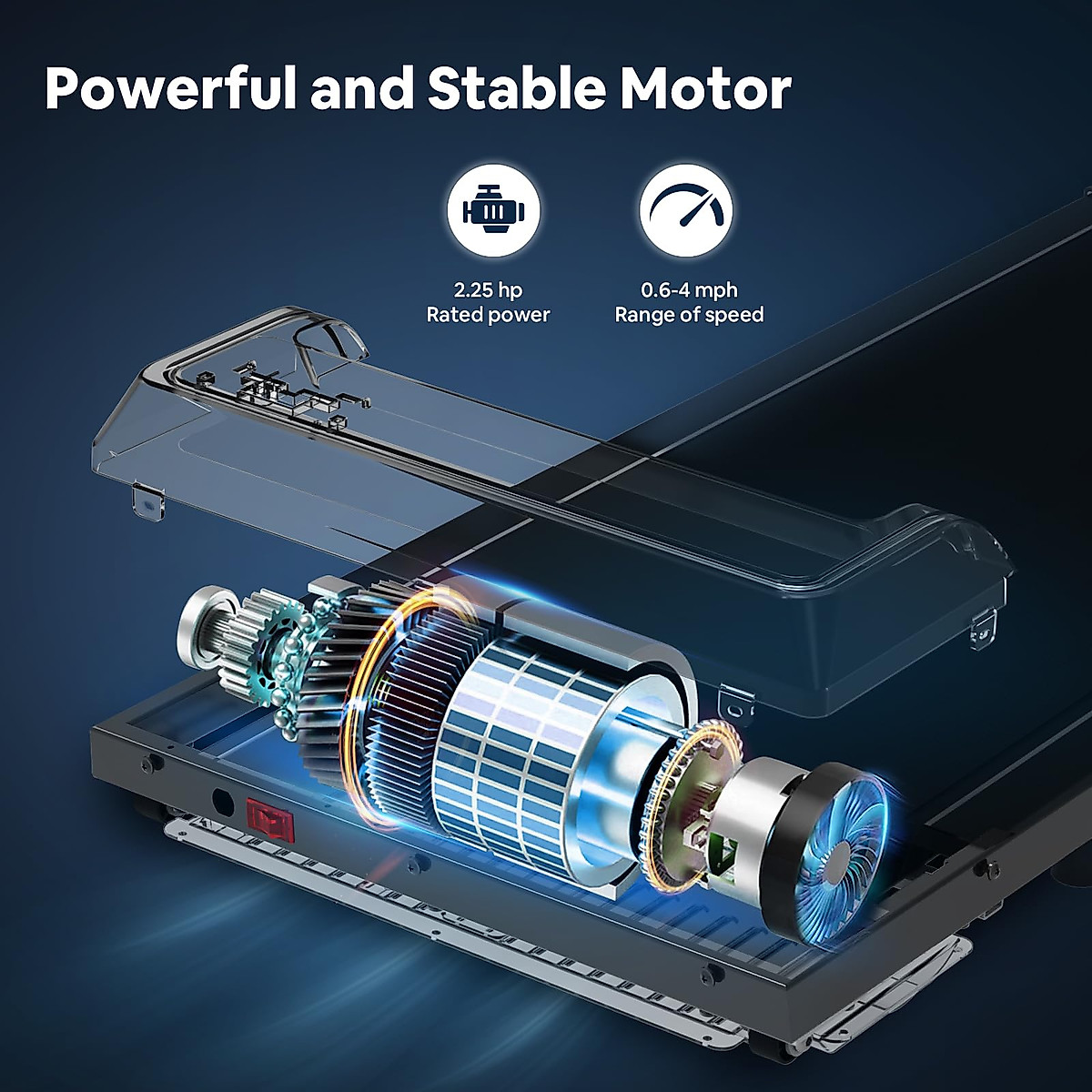 Walking Pad Treadmill Under Desk with 265lbs Capacity, Portable Treadmill for Home Office with Remote Control, 2.25HP Walking Treadmill for Walking and Jogging