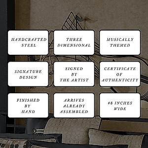 Touch of Class Rhythm Metal Wall Sculpture - Black, Gold - Hanging Music Studio Art - Musical Aesthetic for Bedroom, Living Room, Music Studio, Classroom, Office, Entryway