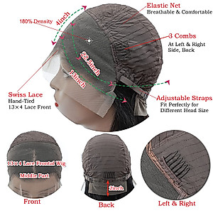 SKYDO Short Bob Wig Human Hair for Black Women 13x4 Bob Lace Front Wigs Human Hair 10inch Straight Bob Wig 180% Density Human Hair Bob Wig Pre Plucked Hairline with Baby Hair Natural Color