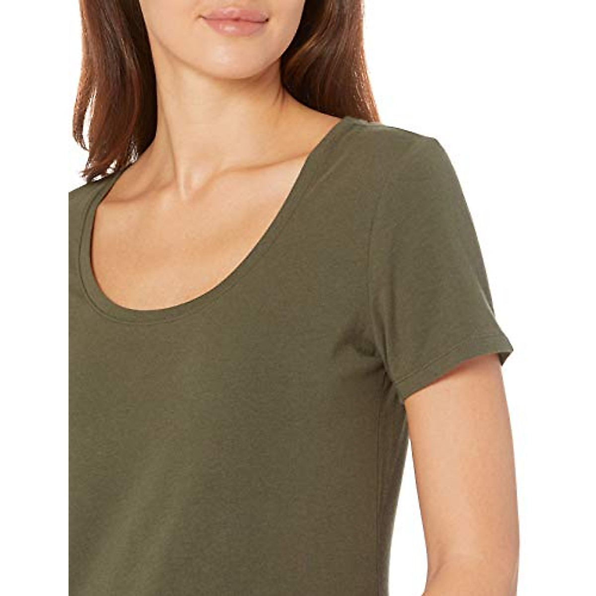 Amazon Essentials Women's Classic-Fit Short-Sleeve Scoop Neck T-Shirt (Available in Plus Size), Pack of 2, Dark Olive/Black, XX-Large