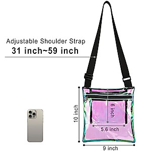 HULISEN Clear Crossbody Purse Bag, Stadium Approved, with Extra Inside Pocket