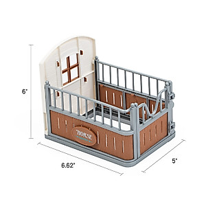 UANDME Horse Stable Playset Toys with Horse Wash Area Toy Figures for Boys and Girls Ages 5-12 Years Old, 13 Pieces Horse Stall Horse Barn Set with Tennessee Mare Horse