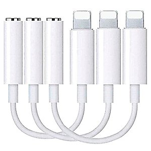 3 Pack Lightning to 3.5 mm Headphone Jack Adapter, Apple MFi Certified Veetone iPhone Audio Dongle Cable Earphones Headphones Converter Compatible with iPhone 12/12 Pro/11/11 Pro/X/XR/XS/XS Max/8/7