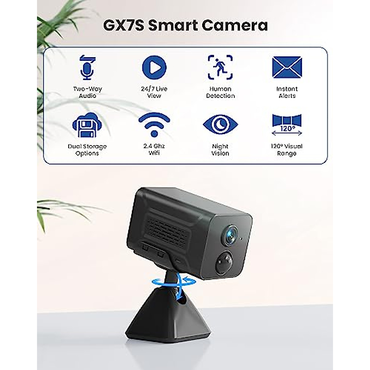 MUBVIEW Cameras for Home Security, Indoor Camera Wireless with Phone App, 1080P Battery Powered Camera, 30ft Night Vision, 2.4GHz, Human Detection, Siren and APP Alert, Two-Way Audio, Cloud/SD