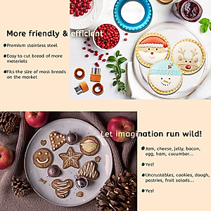 8PCS Sandwich Cutter and Sealer Set, Bread Sandwich Decruster, Uncrustables Maker, Pancake Maker DIY Cookie Cutters for Kids, Great for Lunchbox and Bento Box, Round Heart Star Mickey Press Mold