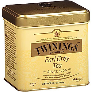 Twinings Earl Grey Loose Black Tea Tin, Flavored with Citrus and Bergamot, Caffeinated, 3.53 Ounce Tin (Pack of 3)