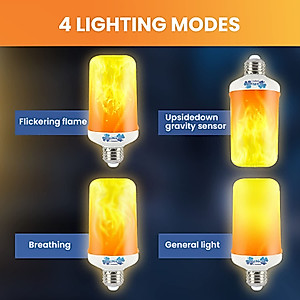 MCNICK & COMPANY Flame Light Bulbs - LED Flickering Bulbs (4 Pack) - Flicker Flame Light Bulbs That Look Like Gas Lanthern - Light Bulbs That Look Like Flames