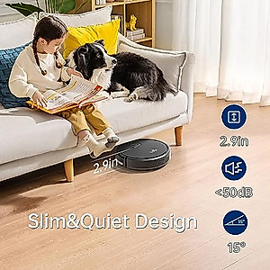 Huije Auto Self Charging Robot Vacuum Cleaner, 2000Pa Super Thin Robotic Vacuum,120Mins Max,Tangle Free,Quiet Cleaning Robot Vacuum for Pet Hairs,Dust,Hardwood Floors & Carpets