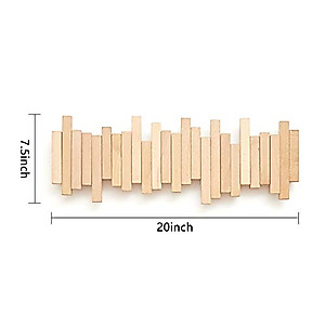 Desainoph Wooden Coat Rack Wall Mounted Sticks Multi Rack Solid Handmade Natural wood Artwork with 5 Flip-Down Unique Modern Hooks for Coats Bag Hat Umbrella