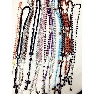 CLGIFT 30pcs mix lot full long rosary necklace Religious catholic Crucifix cross wholesale lot