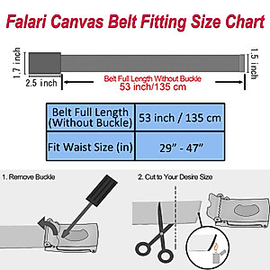 Falari Canvas Web Belt Fully Adjustable Cut to Fit Golf Belt Flip Top Silver Buckle - White