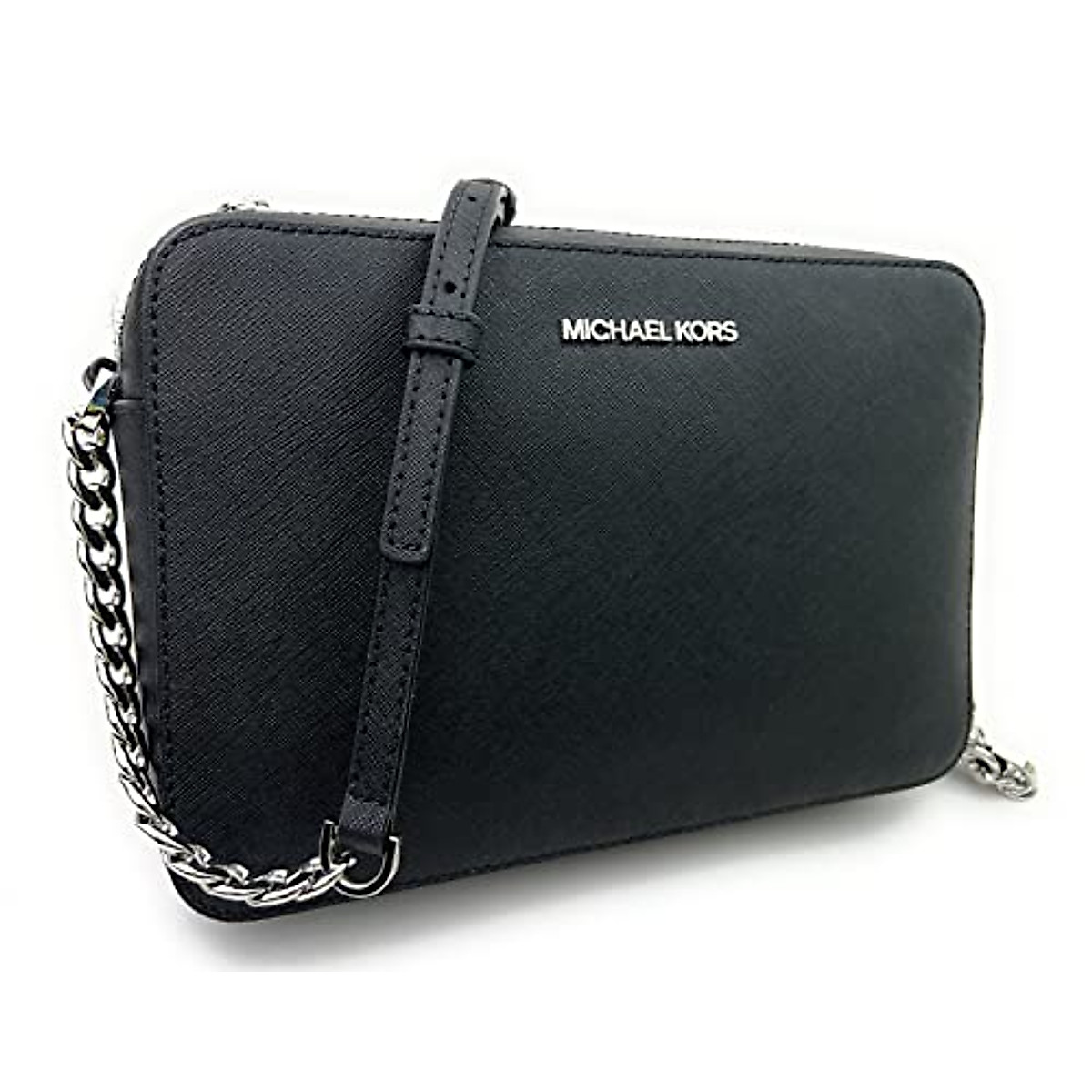 Michael Kors Women's Jet Set Item Crossbody Bag in Black with Silver hardware (Black/Silver)