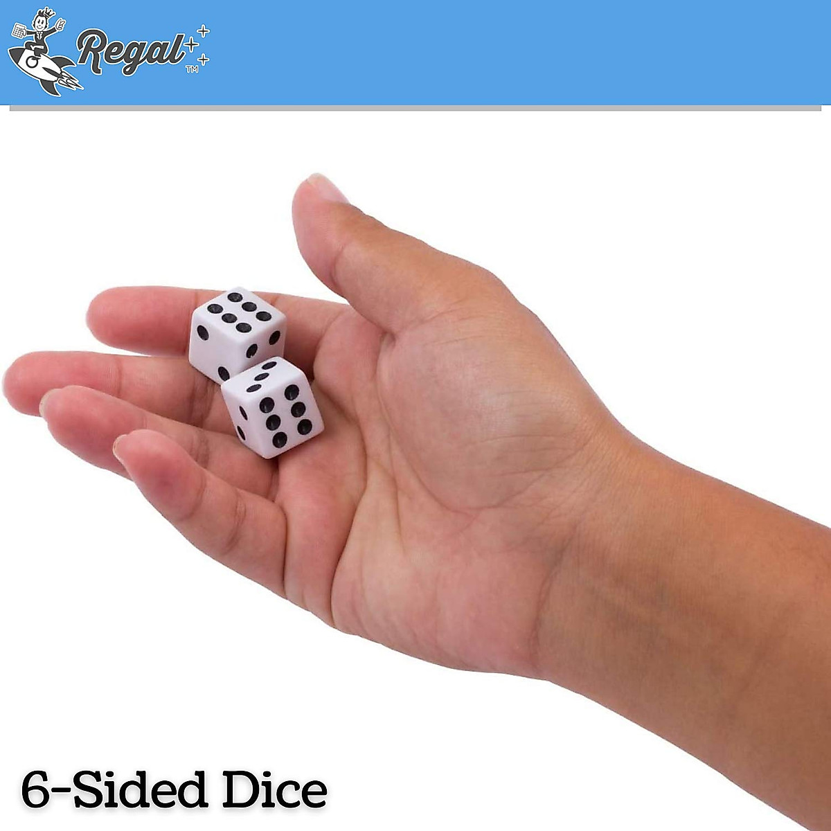 Regal Games - 6-Sided Urea Game Dice Set - Standard 16mm Size - 50 Count - White - Perfect for Group Events, Bulk Buying