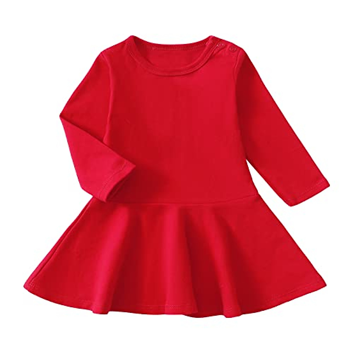 SOBOWO Toddler Red Dress Christmas Baby Infant Cotton Long Sleeve Princess Tutu Dresses 9 Months-3T(2-3T, Red Long Sleeve)