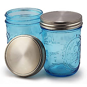EcoPeaceful 316 Surgical Stainless Steel Mason Jar Lids WIDE Mouth - Rust-proof, Airtight, Leak-proof, BPA-Free, PVC-free, Vegan, Reusable - Not for Canning
