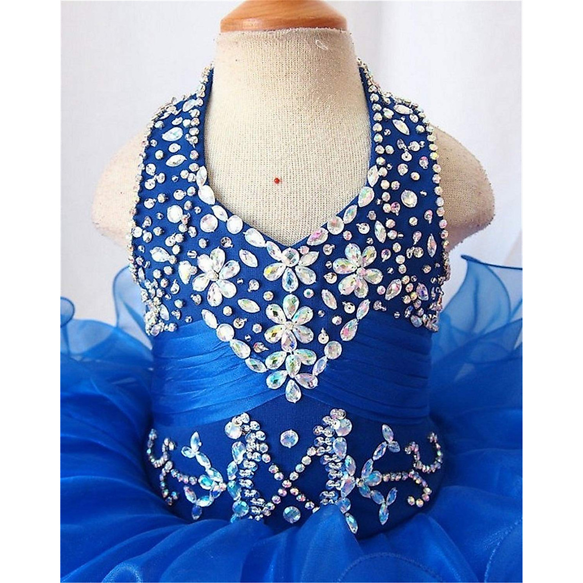 Junguan Toddler Girls Halter Pageant Cupcake Dresses Little Baby Short Ball Gowns with Crystals 2020 7 US Red